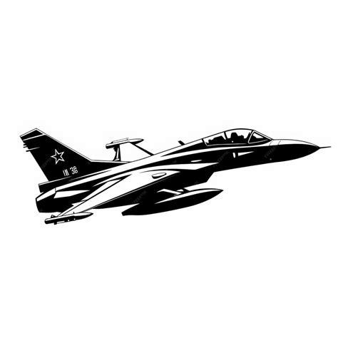 Black And White Stencil Art Fighter Jet Drawing Premium Ai Generated