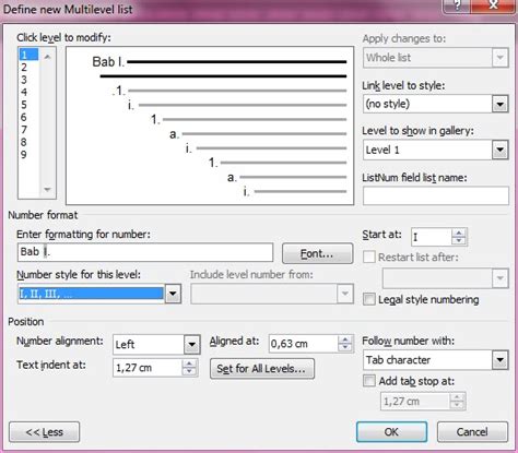 Membuat Multilevel List Duasatusebelas