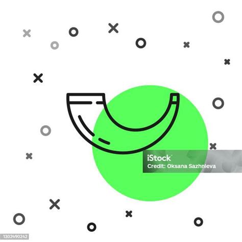 검은 색 라인 전통적인 램 뿔 흰색 배경에 격리 된 쇼파 아이콘 로쉬 하샤나 유대인 새해 휴일 전통 기호 벡터 검은색에 대한