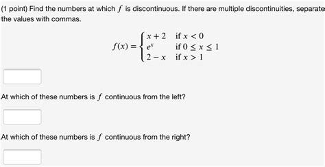 Solved 1 Point Find The Numbers At Which F Is Chegg Com