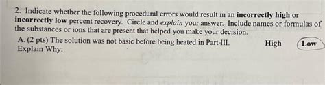 solved 2 indicate whether the following procedural errors