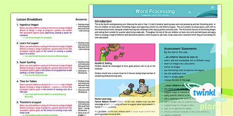 Computing Word Processing Year Planning Overview