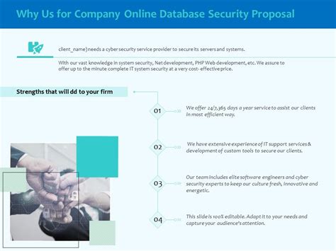 Best Data Security Software Why Us For Company Online Database Security Proposal Themes Pdf