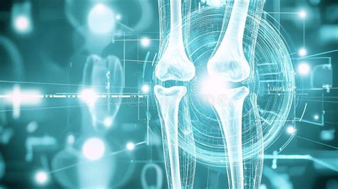 High Tech Visualization Of A Human Knee Joint Highlighting Anatomical