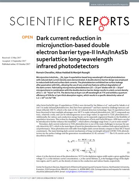 Pdf Dark Current Reduction In Microjunction Based Double Electron Barrier Type Ii Inasinassb