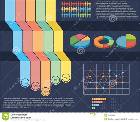 An Infographics With A Pie And A Linear Graph Stock Vector Illustration Of Design Colourful