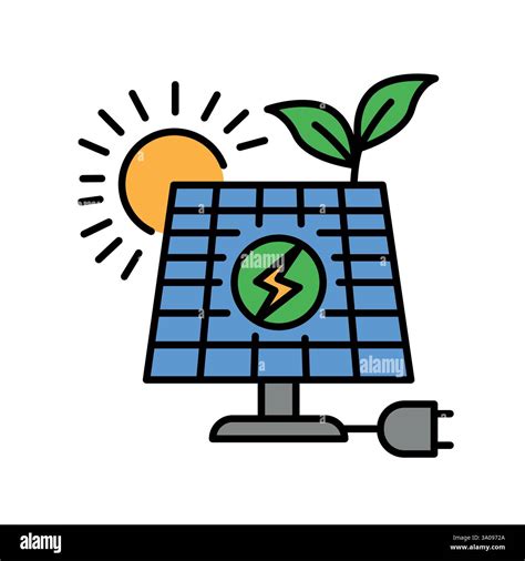 Solar Energy Color Line Icon Vector Isolated Element Editable Stroke Stock Vector Image And Art