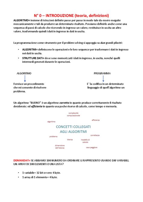 Algoritmi Per Esame N° 0 Introduzione Teoria Definizioni