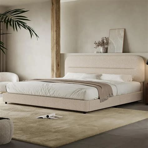 Boucle Bed Frame Upholstered Cloud With Headboard Soft Platform