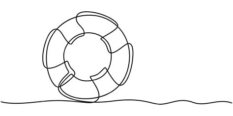 Desenho Contínuo De Uma Linha De Bóia Salva Vidas Desenho Continuo De