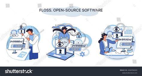 floss open source software code created stock vector royalty free