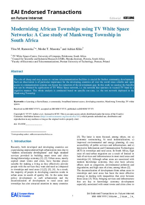 pdf modernizing african townships using tv white space networks a