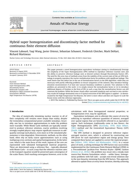 Pdf Hybrid Super Homogenization And Discontinuity Factor Method For