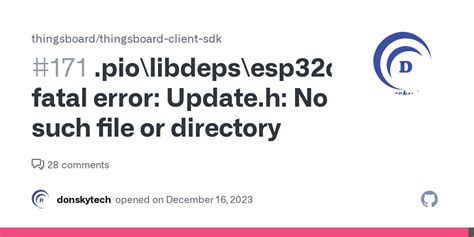 Piolibdepsesp32devthingsboardsrcarduinoesp32updatercpp920 Fatal Error Updateh No
