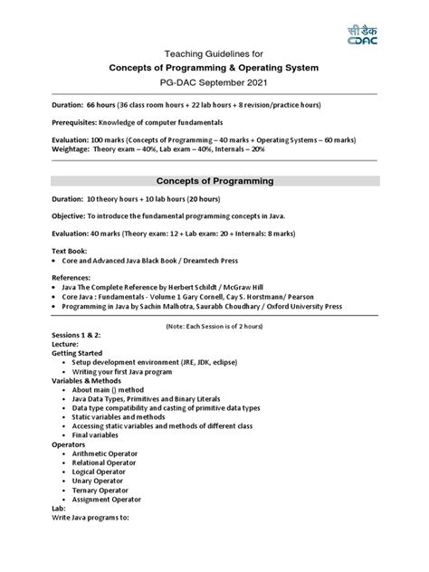 Dac School Tg Concepts Of Programming And Operating System Pdf