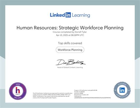 Just Finished The Course “human Resources Strategic Workforce Planning” By Wayne Cascio