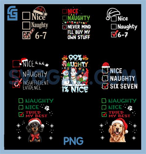 6 7 Christmas Naughty List Png Bundle Nice Naughty 6 7 Bundle Svggao