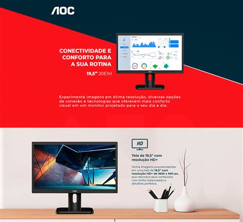 MONITOR AOC 19 5 LED 20E1H HDMI VGA VESA 20E1H Informatica TI