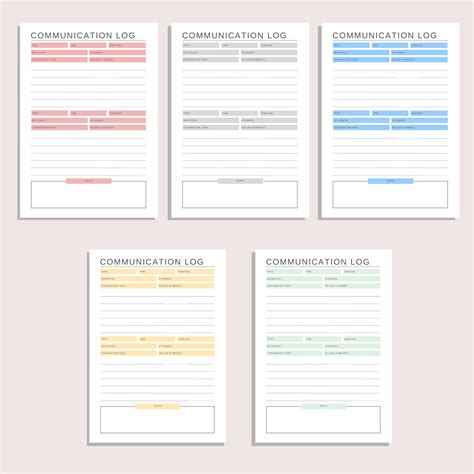 Communication Log Printable Conversation Record Team Call Important Meeting Notes