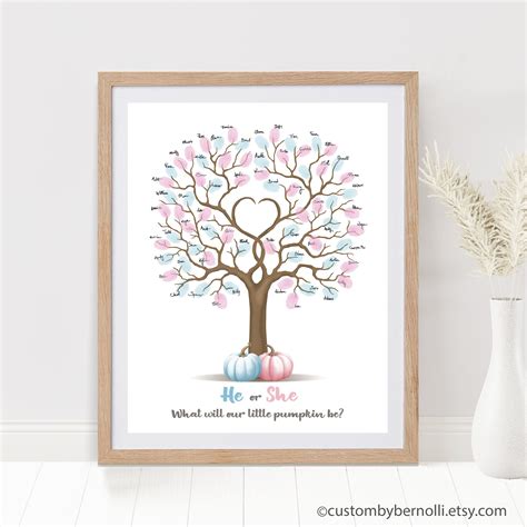 Pumpkin Gender Reveal Fingerprint Tree What Will Our Little Pumpkin Be