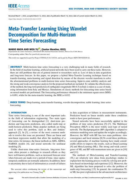 Pdf Meta Transfer Learning Using Wavelet Decomposition For Multi Horizon Time Series Forecasting