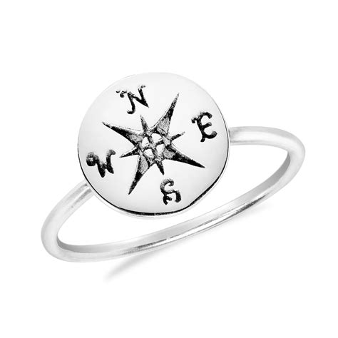 Adventure Anchor Sterling Silver Nautical Compass Ring 5