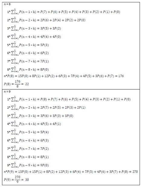 Formula For Integer Partition