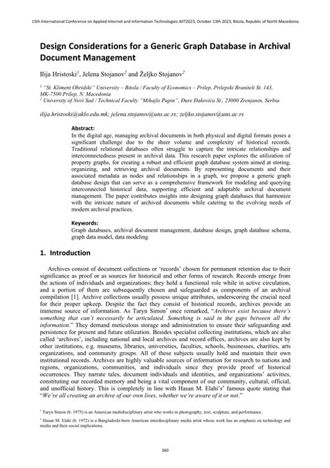 Pdf Design Considerations For A Generic Graph Database In Archival