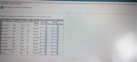 [solved] modify the accompanying credit risk data solutioninn