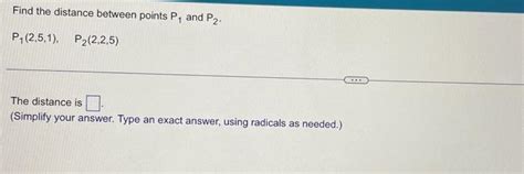 Solved Find The Distance Between Points P And P Chegg