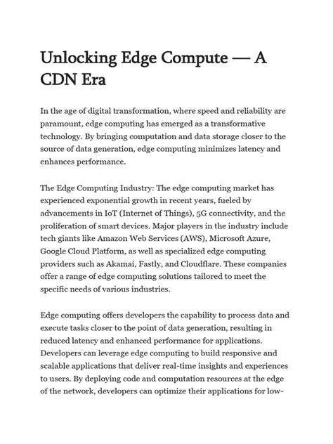 Unlocking Edge Compute Pdf Replication Computing Internet Of Things