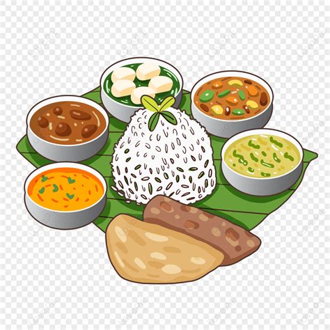 바나나 잎에 인도 식품 탈리 풍부한 요리 사람 일러스트 음식감자공식 만찬 Png 일러스트 무료 다운로드 Lovepik