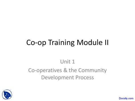 Co Op Training Module Community Development Lecture Slides Docsity