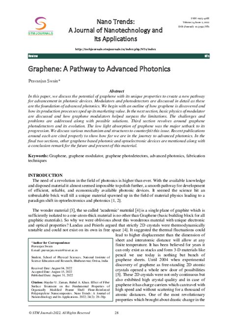 Pdf Graphene A Pathway To Advanced Photonics