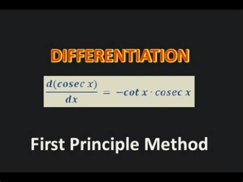 Derivative of cosec x / Differentiation by First Principle Method ...