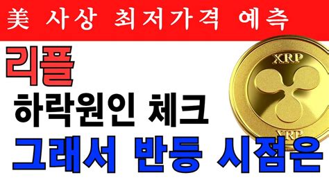 리플 』 한숨만 쉬지말고 반등시점 확인하세요 美예측 사상최저가격 이유를 알아야 리플 리플코인 코인 리플전망 비트코인