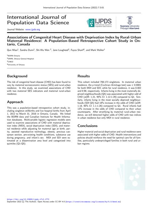 (PDF) Associations of Congenital Heart Disease with Deprivation Index ...
