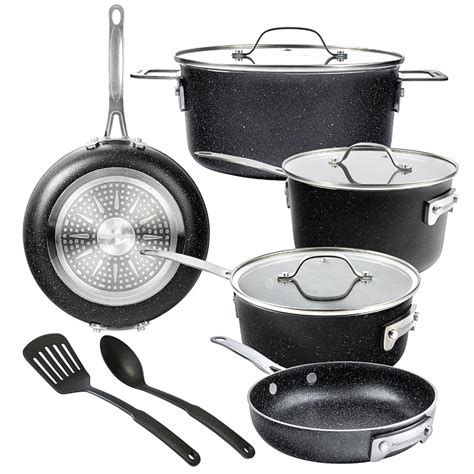 Granitestone Stackable 10 Piece Space Saving Nonstick Cookware Set With