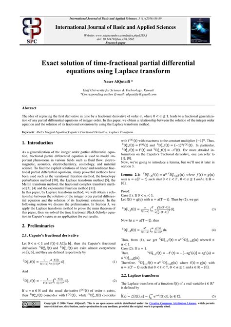 Pdf Exact Solution Of Time Fractional Partial Differential Equations