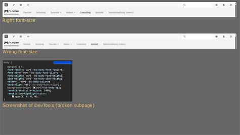 font size in navigation bar inside global navigation unconsistent
