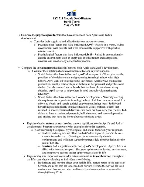 Psy 211 Module One Milestone 1 Psy 211 Module One Milestone David