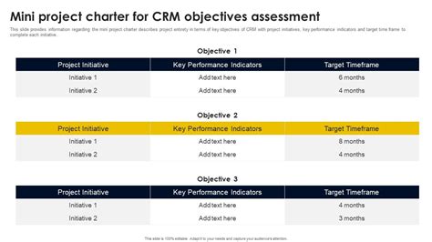 Mini Project Charter For CRM Objectives Assessment Template PDF