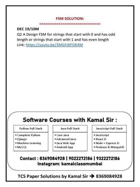 Tcs Paper Solutions By Kamal Sir 8369084928 Pdf