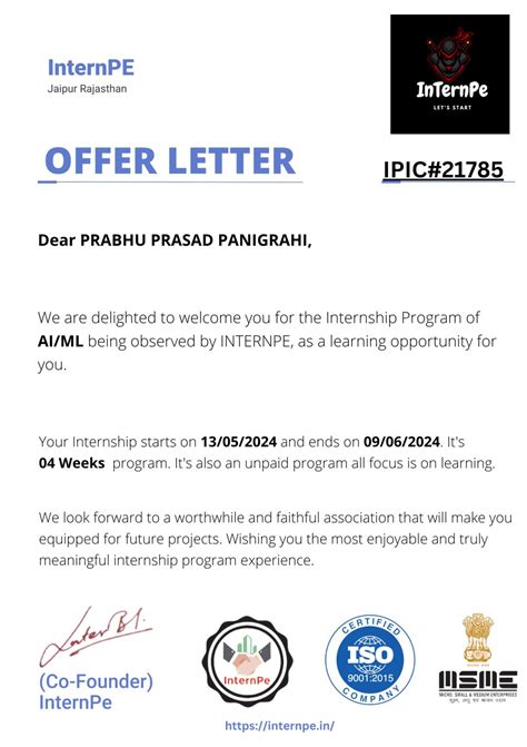 prabhu prasad panigrahi on linkedin internpe