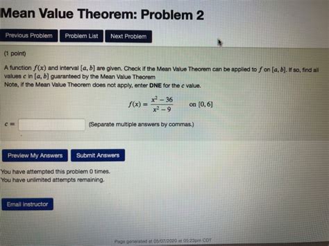 solved mean value theorem problem 2 previous problem