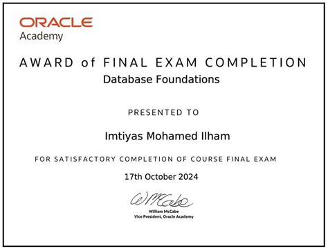 Imtiyas Mohamed Ilham On Linkedin Databasefoundation Oraclecertified