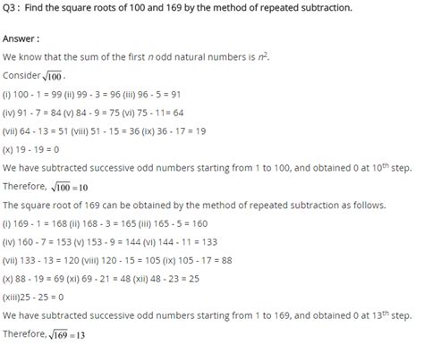 Ncert Solutions For Maths Class 8 Squares And Square Roots Chapter 6 Ex 6 3