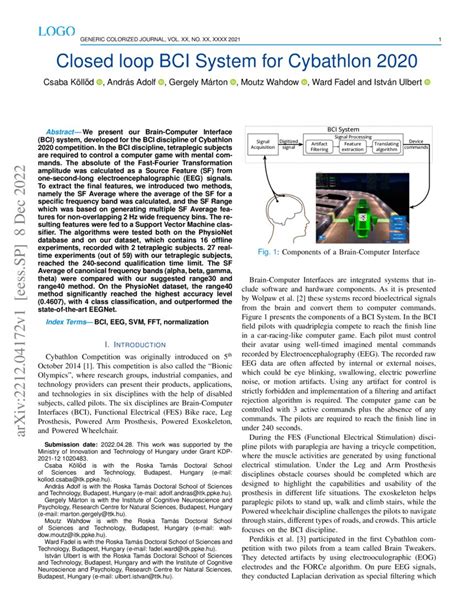 Closed Loop BCI System For Cybathlon DeepAI