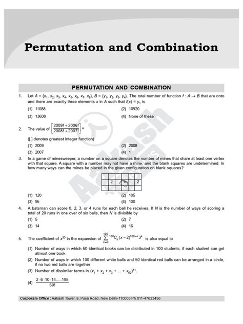 Permutation And Combination Question Pdf Mathematics