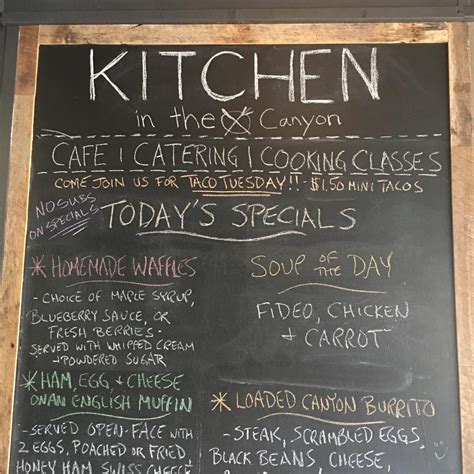 Menu At Kitchen In The Canyon Pub And Bar Laguna Beach